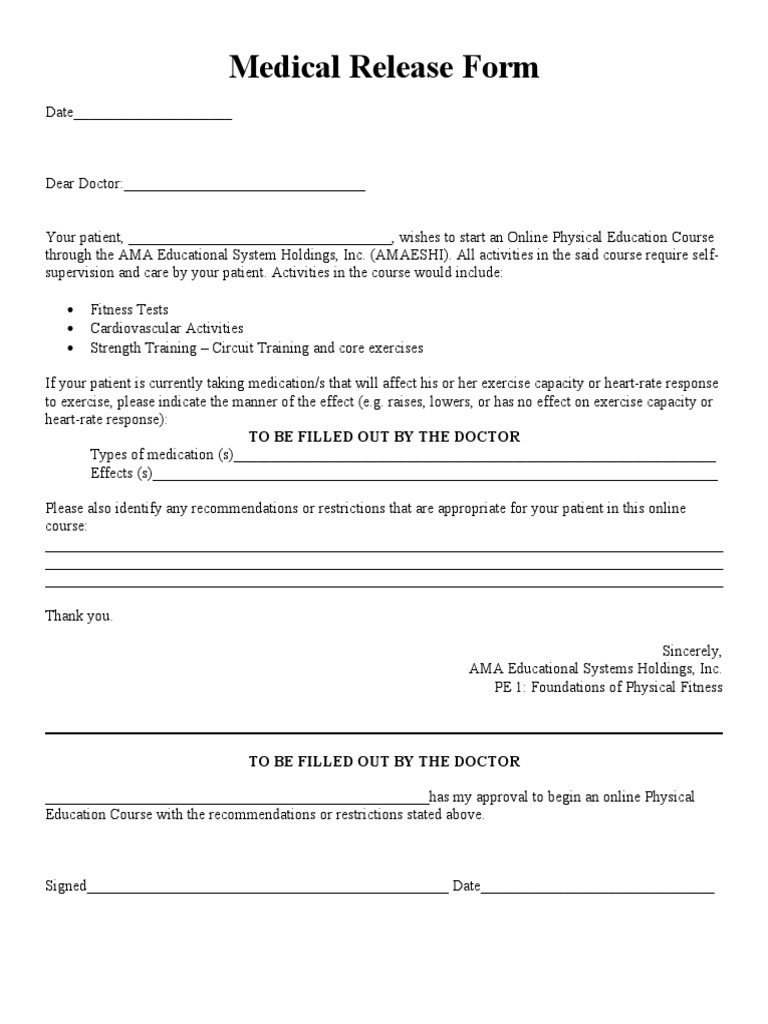 3 - Medical Release Form | PDF