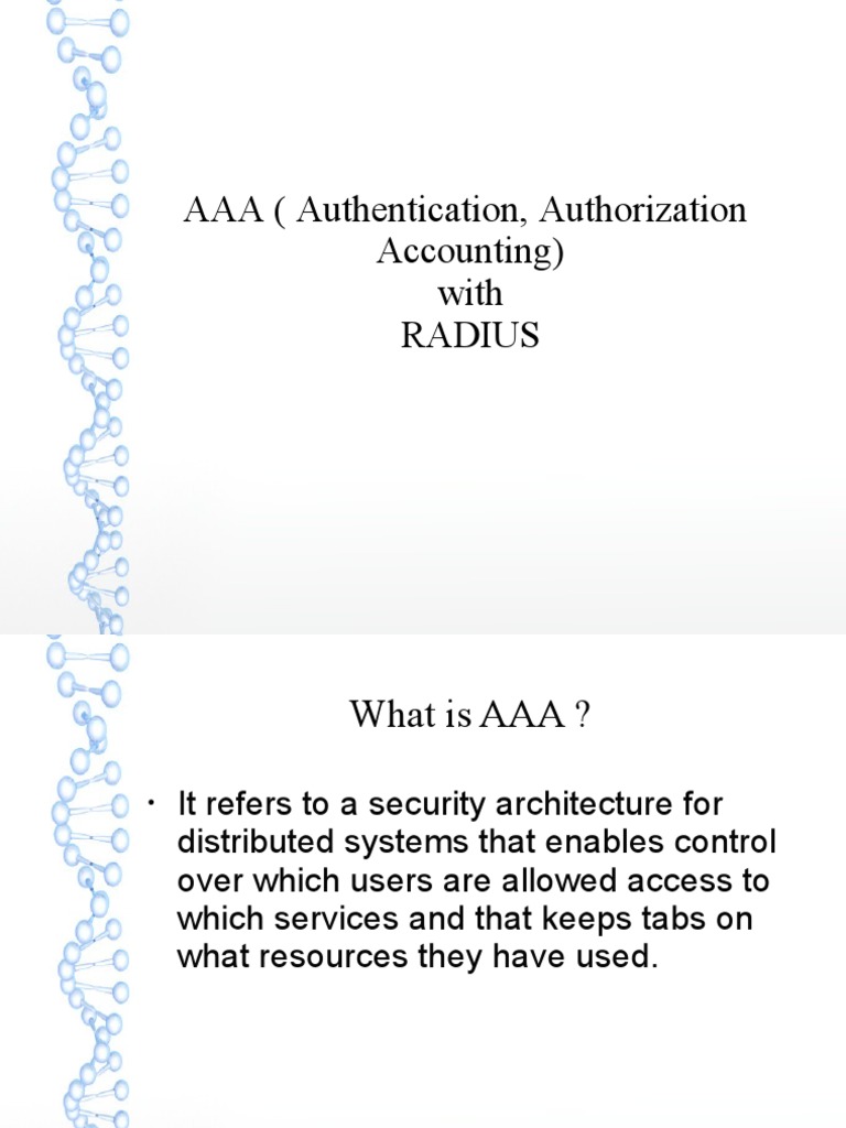 Aaa Authentication Authorization Accounting With Radius Pdf Radius Data Transmission