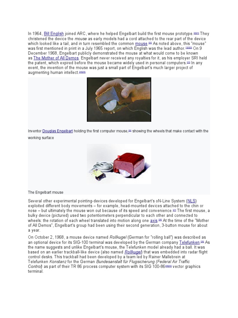 Bill English Mouse: Douglas Engelbart | PDF | Cyberspace | Personal ...