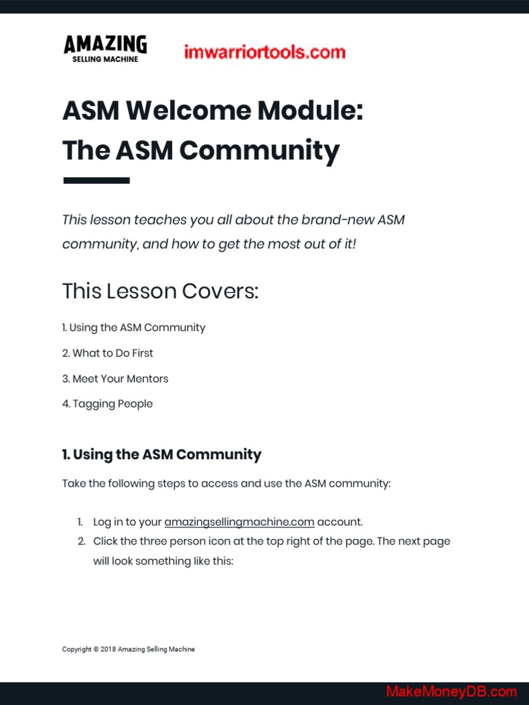 ASM Welcome Module: The ASM Community: This Lesson Covers | PDF ...