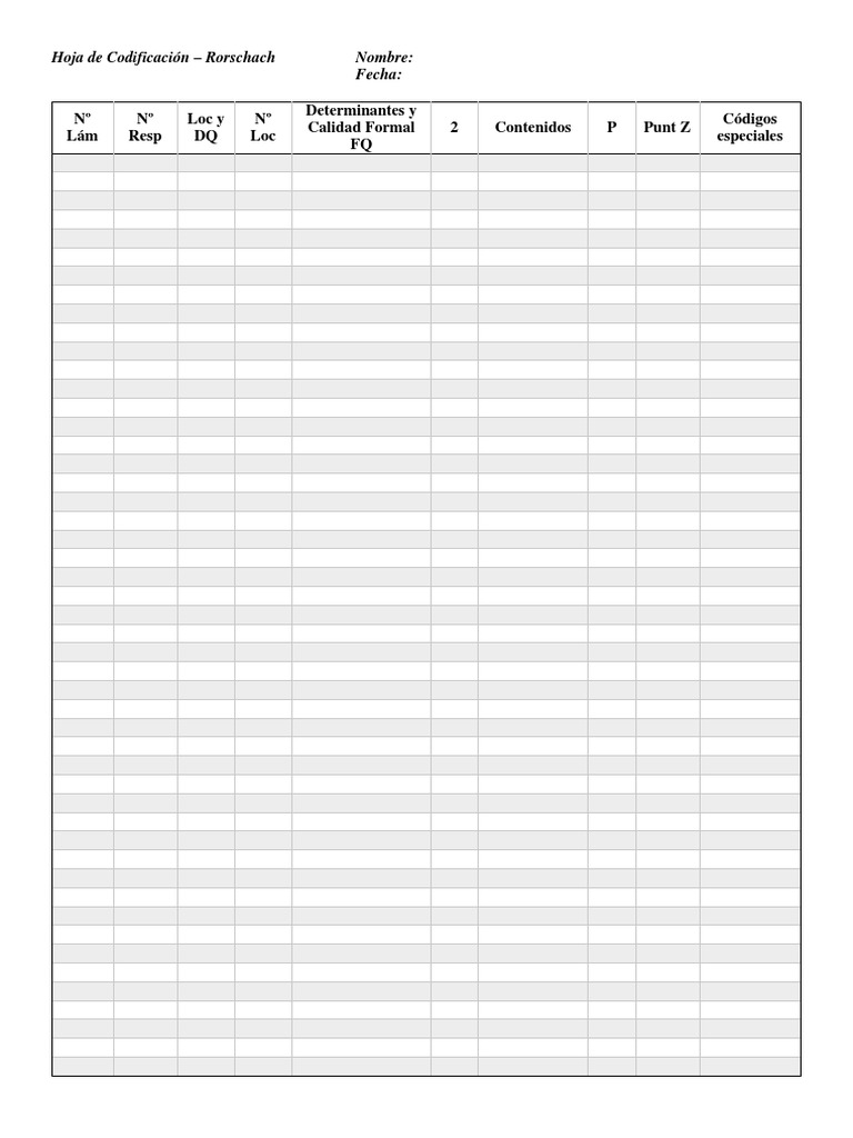 Plantilla de Codificación Exner | PDF