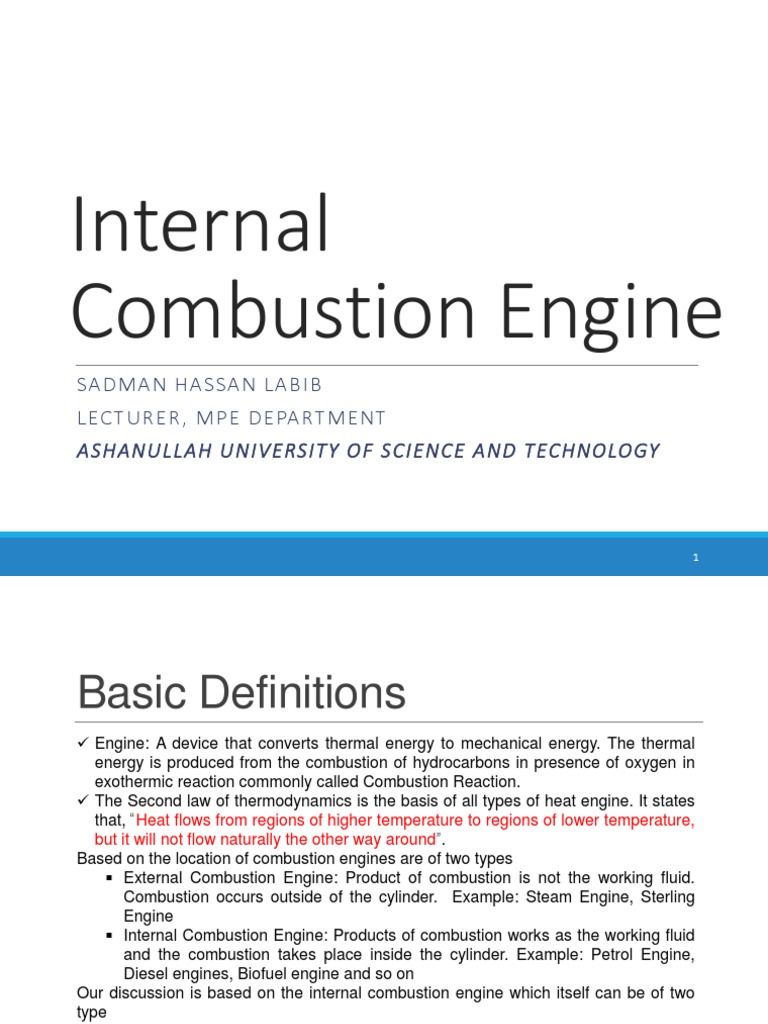 Module 1 Internal Combustion Engine Updated | PDF | Internal Combustion ...