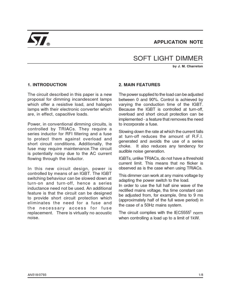 Soft Light Dimmer: Application Note | PDF | Rectifier | Electrical Network