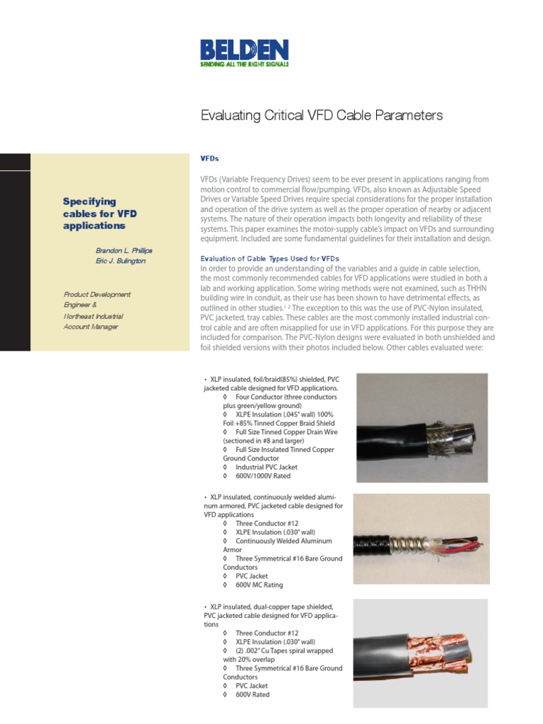 Evaluating Critical VFD Cable Parameters: Specifying Cables For VFD Applications | PDF ...