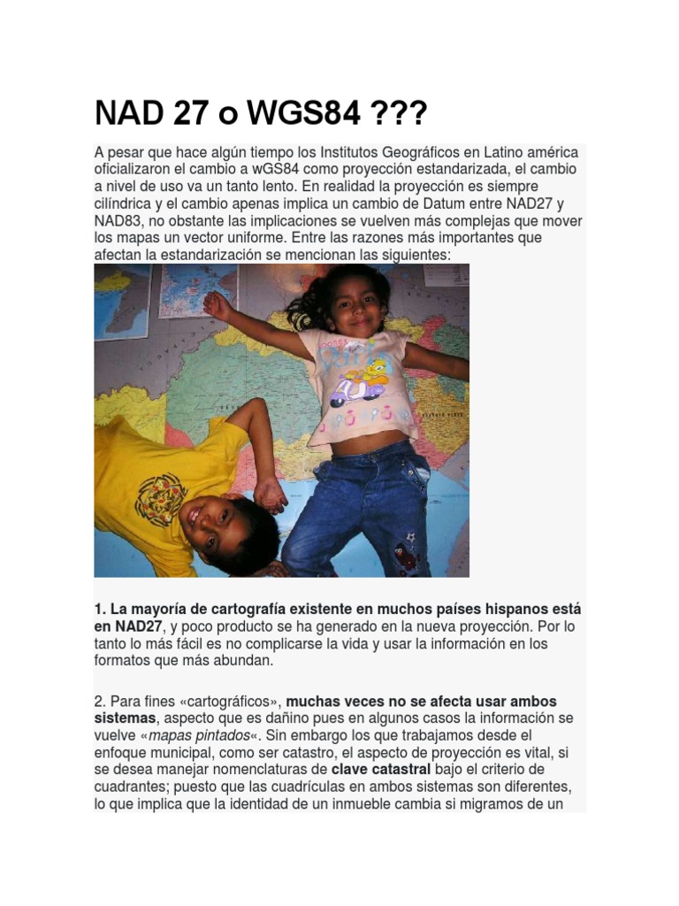 Conversión NAD27 a WGS84 en Cartografía | PDF | Geodesia | Tecnología ...
