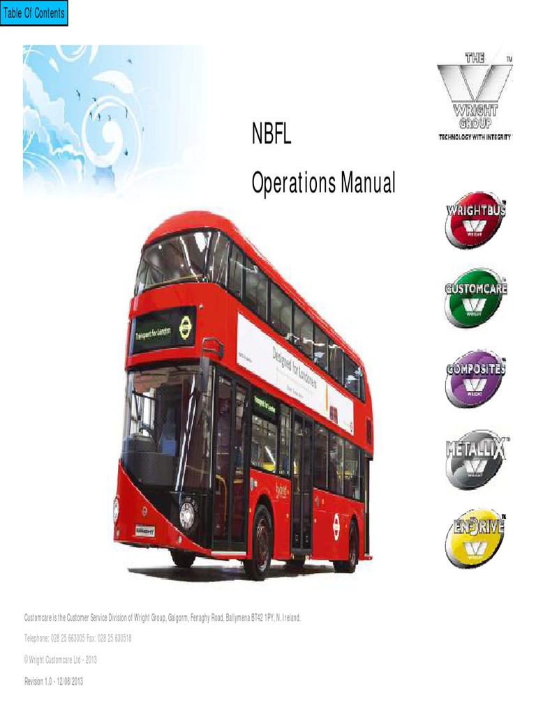 Wrightbus NBFL Operator Manual | PDF | Switch | Vehicles