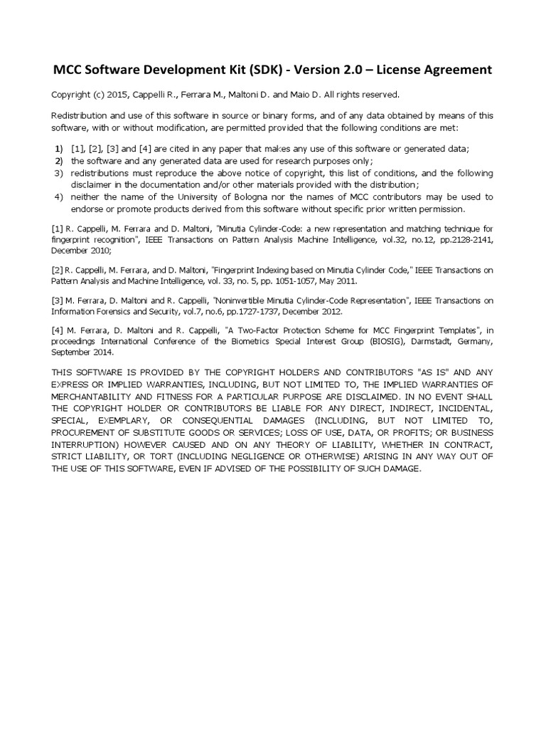MCC Software Development Kit (SDK) - Version 2.0 - License Agreement ...