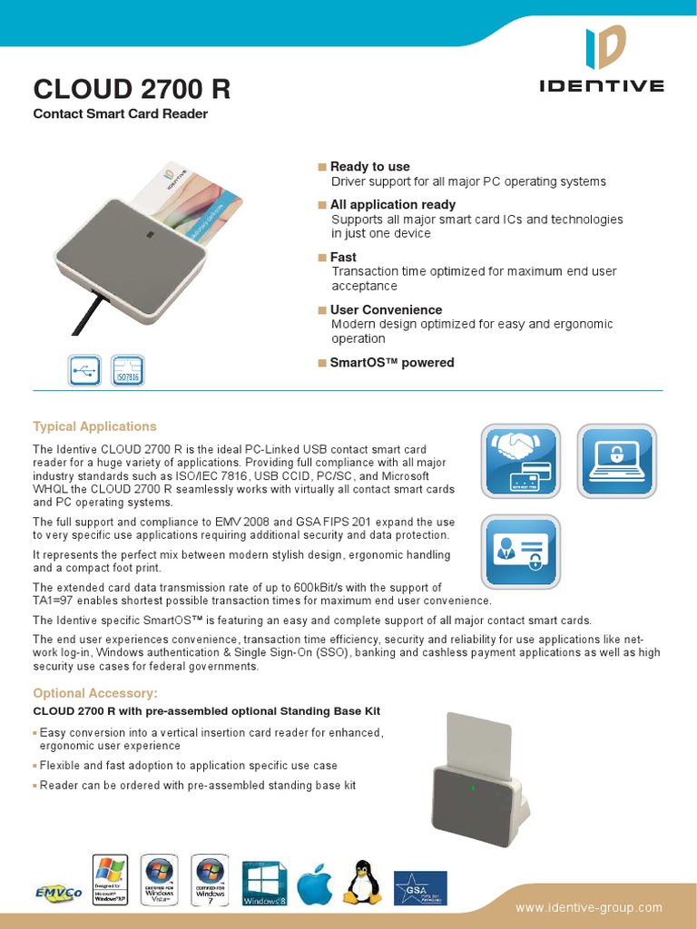 CLOUD 2700 R: Contact Smart Card Reader | PDF | Smart Card | Emv
