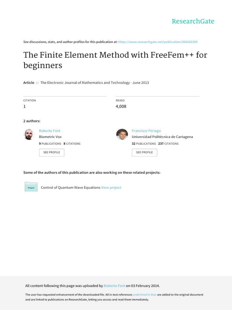 FreeFEM Beginners | PDF | Distribution (Mathematics) | Finite Element Method