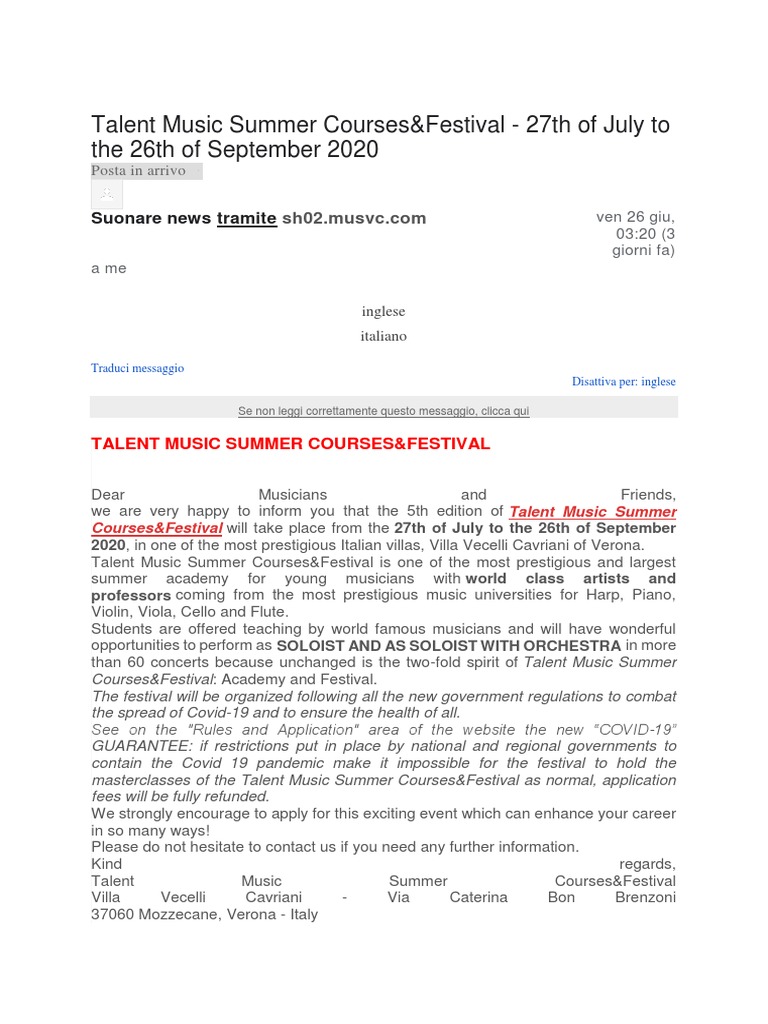 Talent Music Summer Courses | PDF | Classical Music | Performing Arts