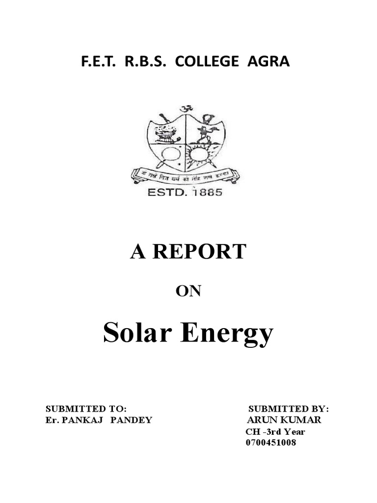 A Report: Solar Energy | PDF | Solar Energy | Solar Panel