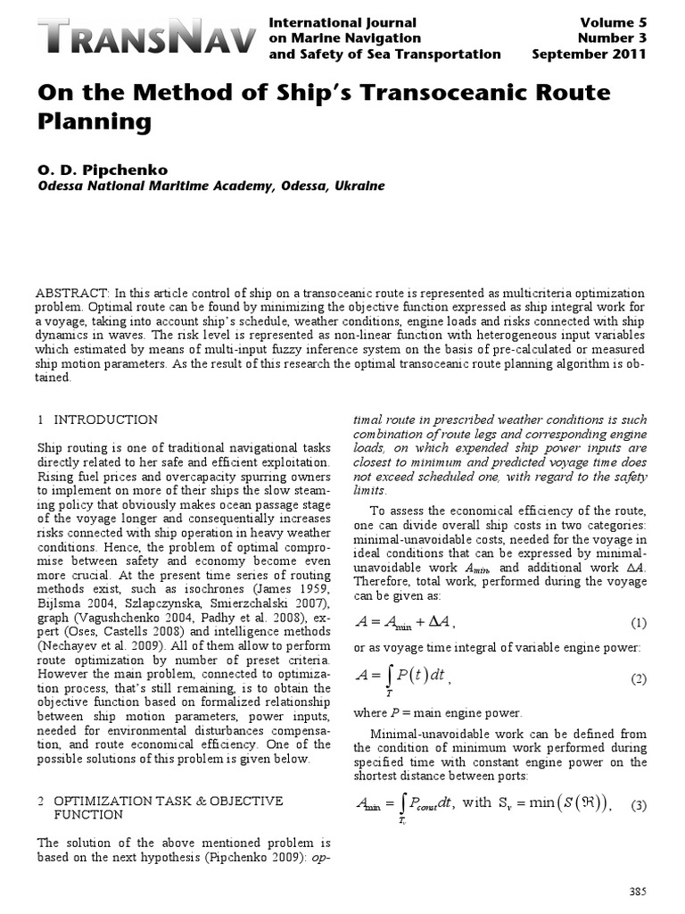 On The Method of Ship's Transoceanic Route Planning | PDF ...