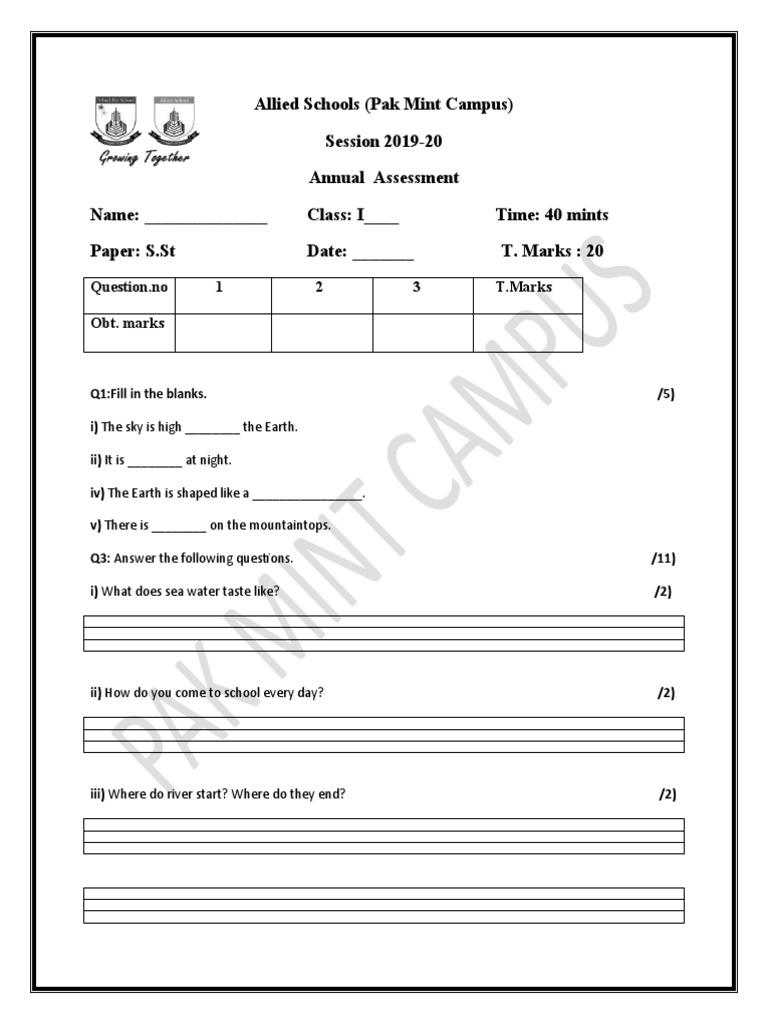Question - No 1 2 3 T.Marks Obt. Marks | PDF