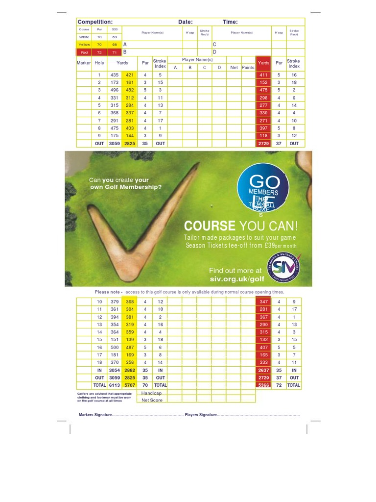 Tinsley Park Golf Course New Card June 2020 - 1 | PDF | Par (Score ...