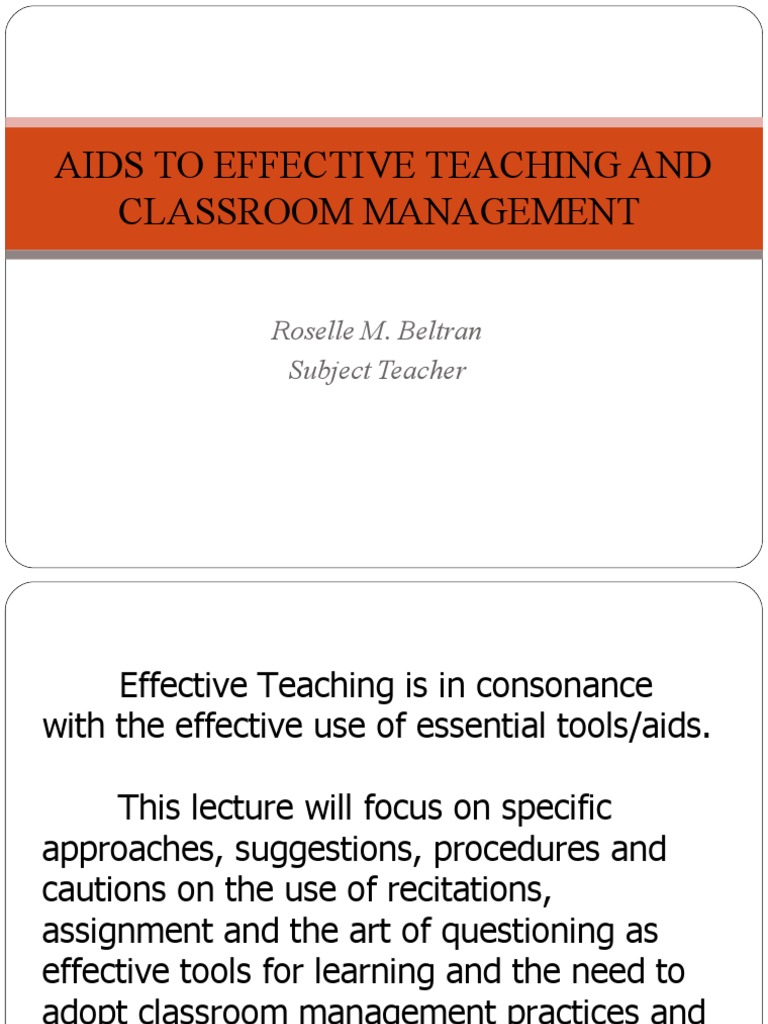Effective Teaching and Classroom Management | PDF | Classroom ...