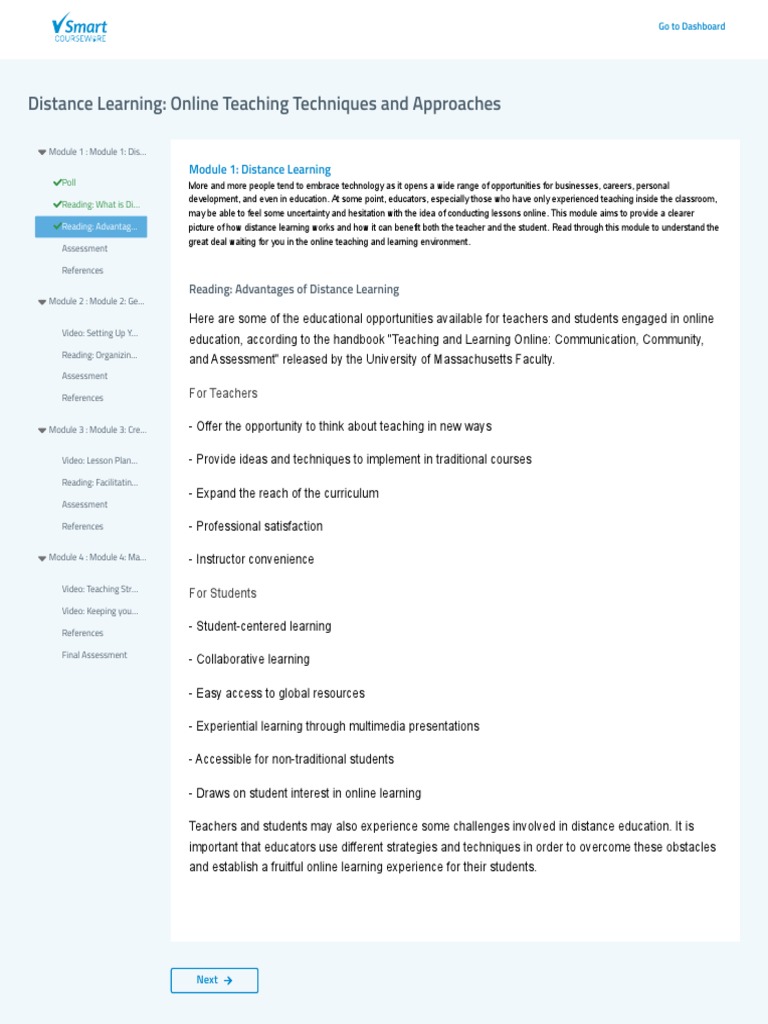 Distance Learning: Online Teaching Techniques and Approaches | PDF ...