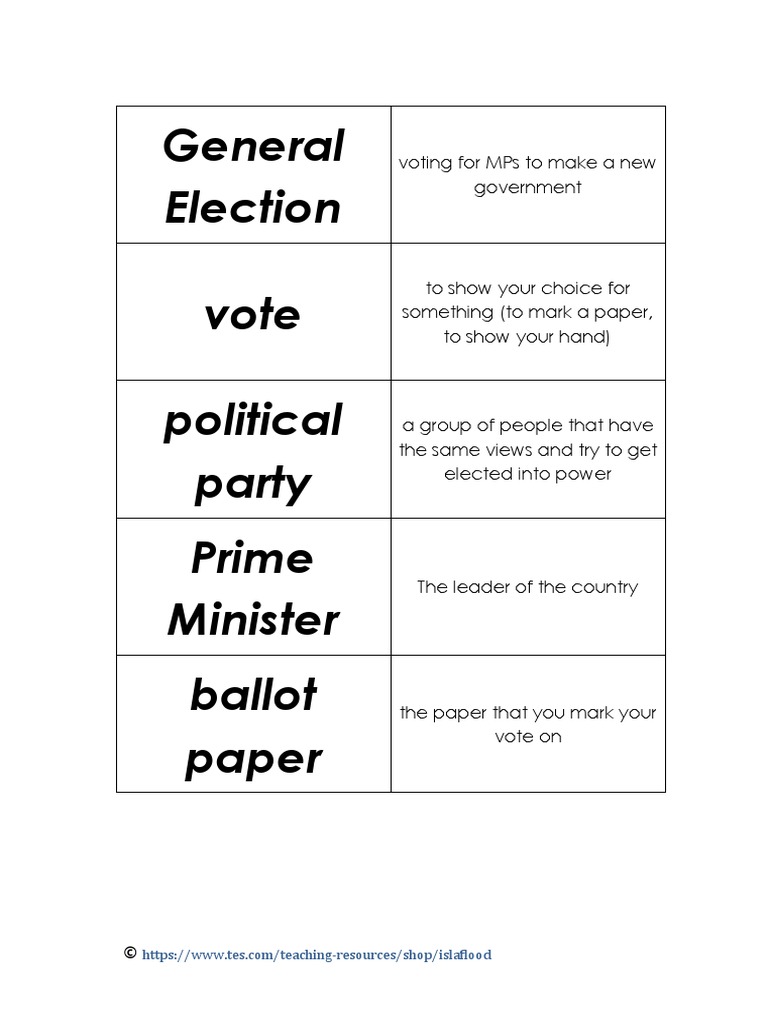 General Election Vote Political Party Prime Minister Ballot Paper | PDF