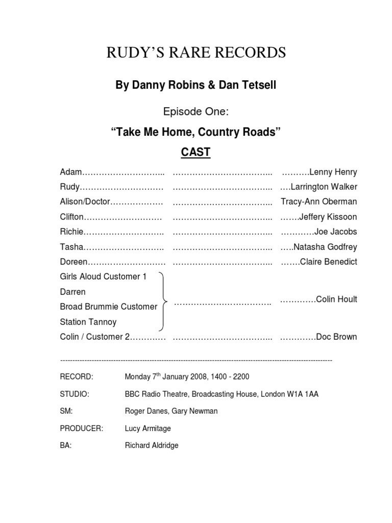 Rudy'S Rare Records: by Danny Robins & Dan Tetsell | PDF