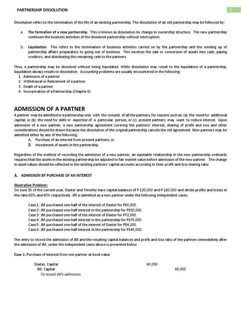 Partnership Dissolution | PDF | Book Value | Liquidation