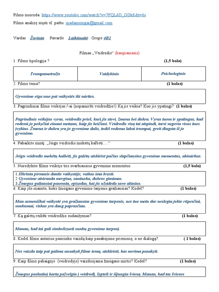 Filmas - Veidrodis | PDF