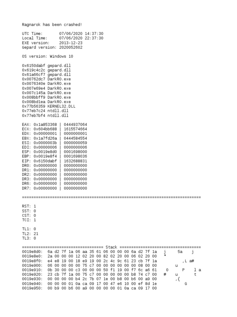 Game Crash Log | PDF | Ibm Pc Compatibles | Operating System Technology