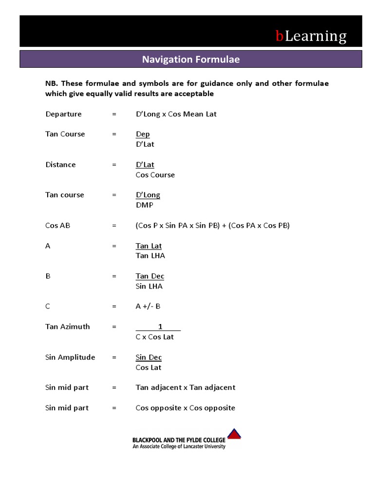 Navigation Formulae: Essential Calculations for Determining Course ...