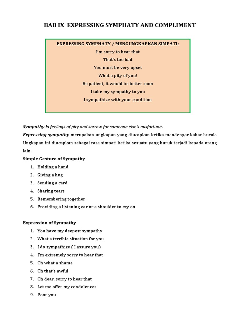 Expressing Symphaty and Compliment | PDF | Indonesian Language | Sympathy