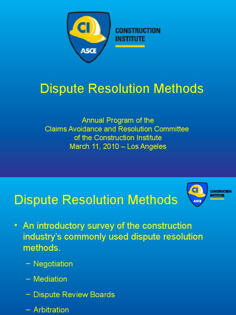 Dispute Resolution Methods | PDF | Mediation | Arbitration