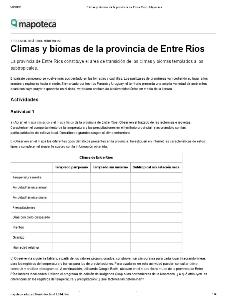 Climas y Biomas de La Provincia de Entre Ríos - Mapoteca | PDF | Clima ...