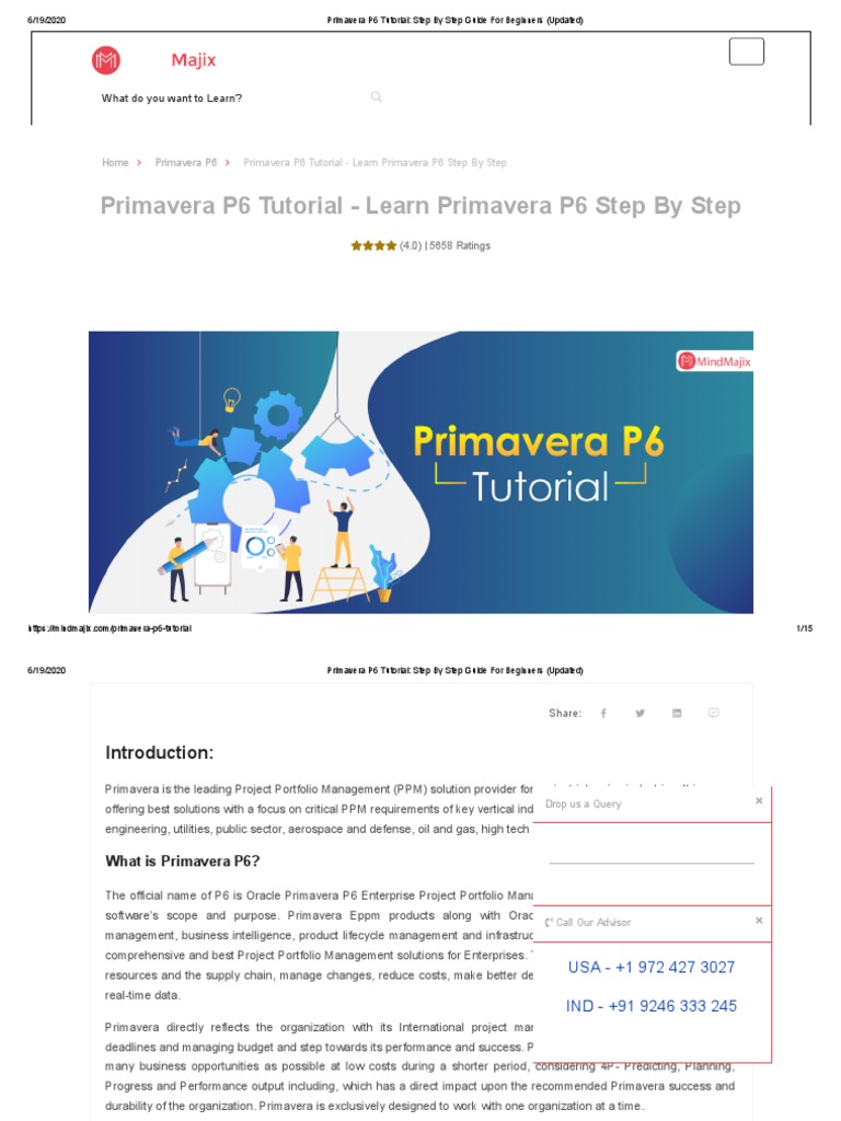 Primavera P6 Tutorial - Step by Step Guide For Beginners (Updated ...