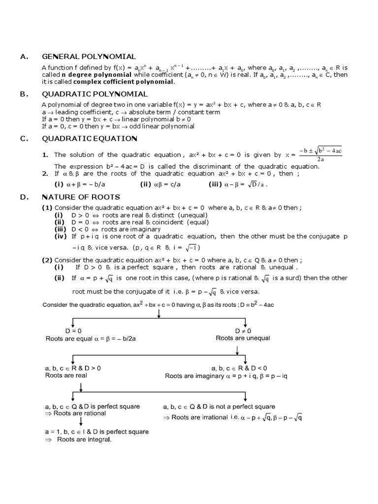A. General Polynomial: Page # 3 Quadratic Equation | PDF | Quadratic ...