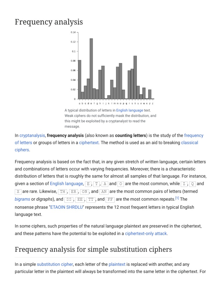 Frequency Analysis | PDF | Cryptography | Applied Mathematics