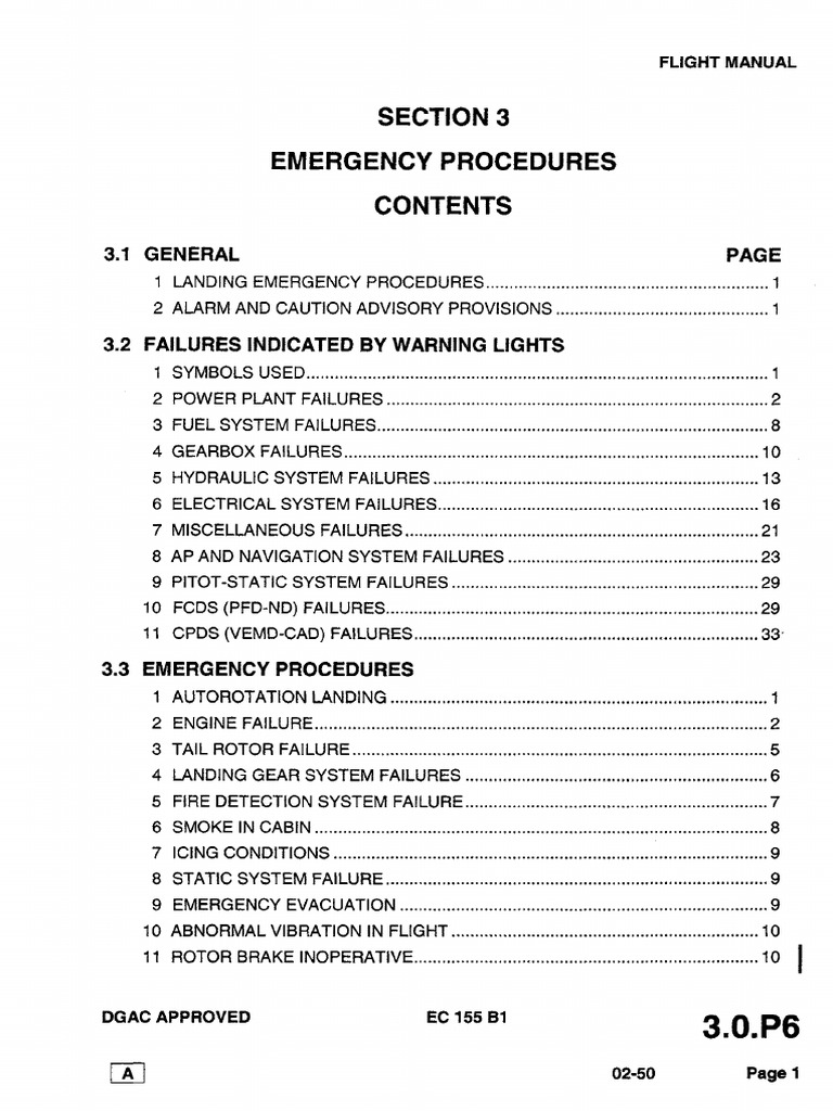 EC-155B1 Flight Manual - Section 3 Emergency Procedures DGAC PDF | PDF | Aviation | Aircraft