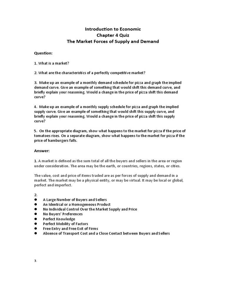 Introduction To Economic Chapter 4 Quiz | PDF