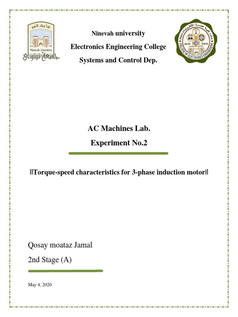 AC Machines Lab. Experiment No.2: University Electronics Engineering ...
