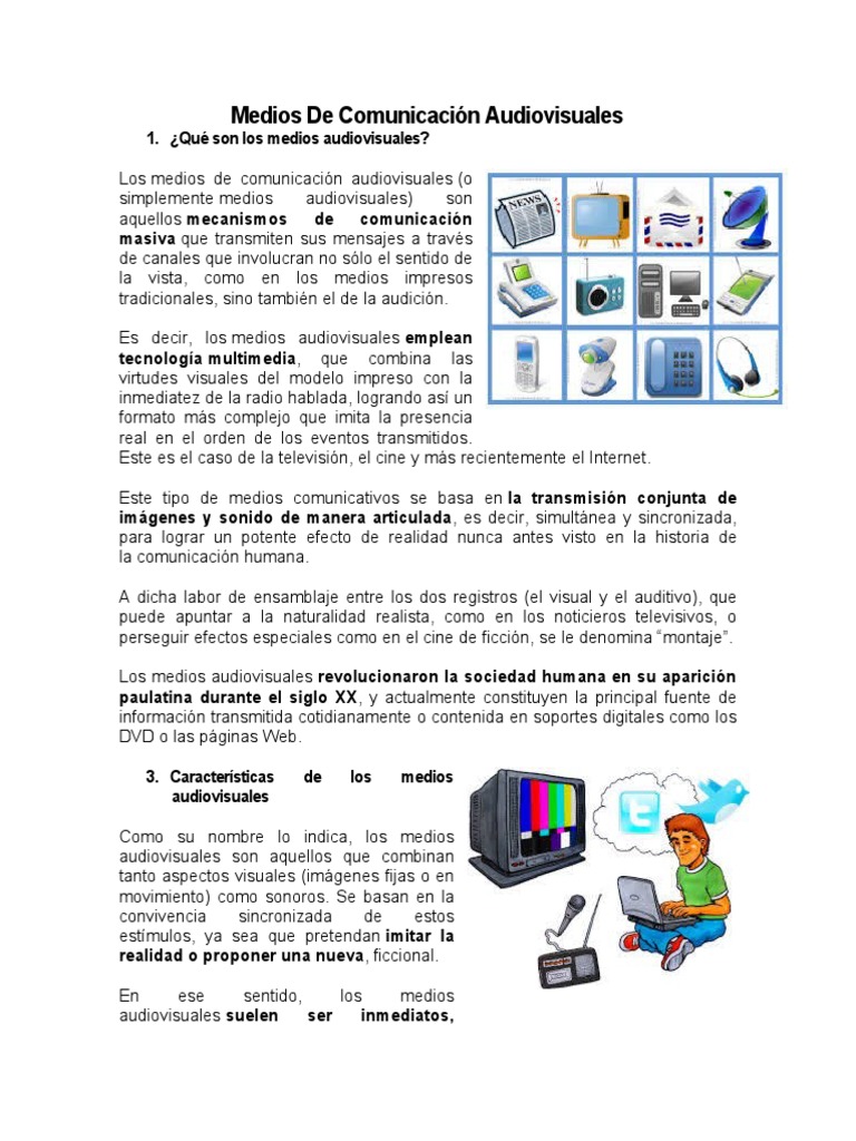 Características y Tipos de Medios Audiovisuales | PDF | Medios de ...