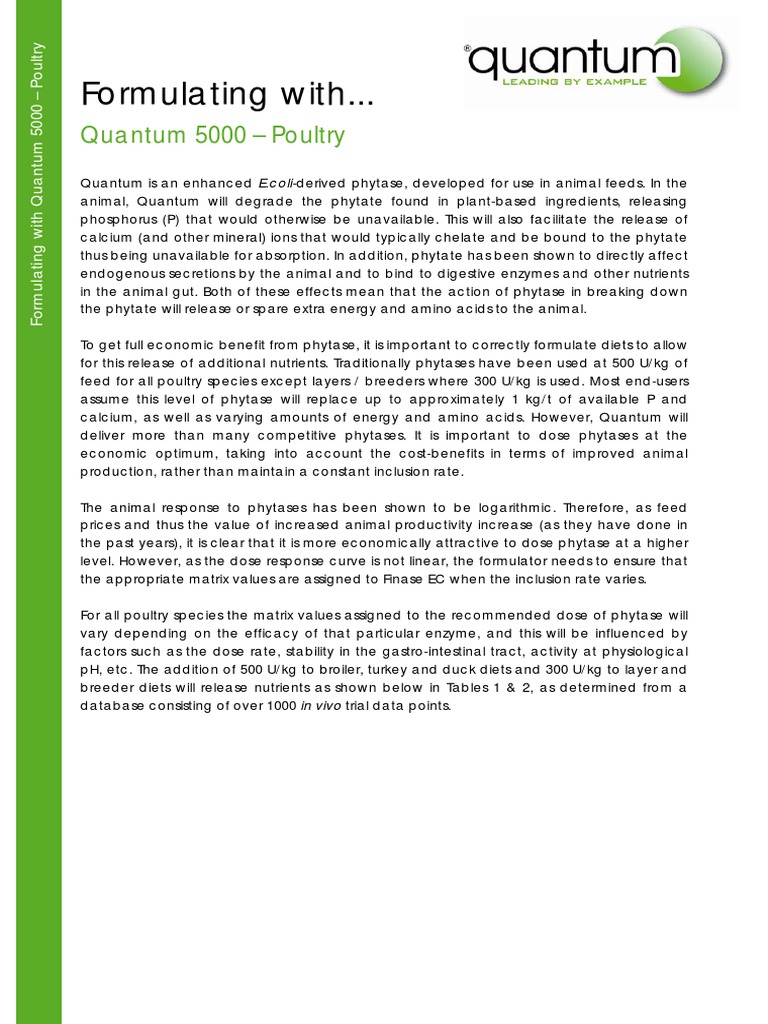 Formulating With Quantum 5000 PDF | PDF | Methionine | Nutrients