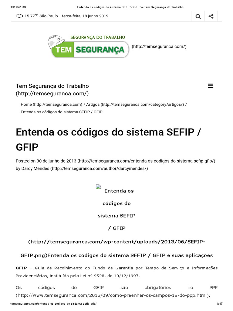Entenda Os Códigos GFIP | PDF | Eletricista | Economia
