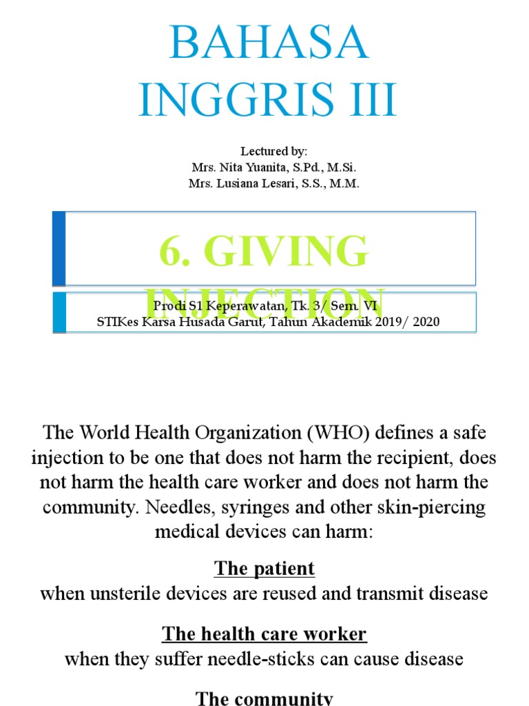 Injection Techniques and Safety Guidelines | PDF | Intravenous Therapy ...