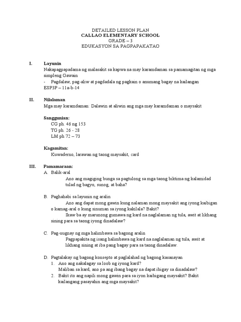 DETAILED LESSON PLAN in ESP | PDF