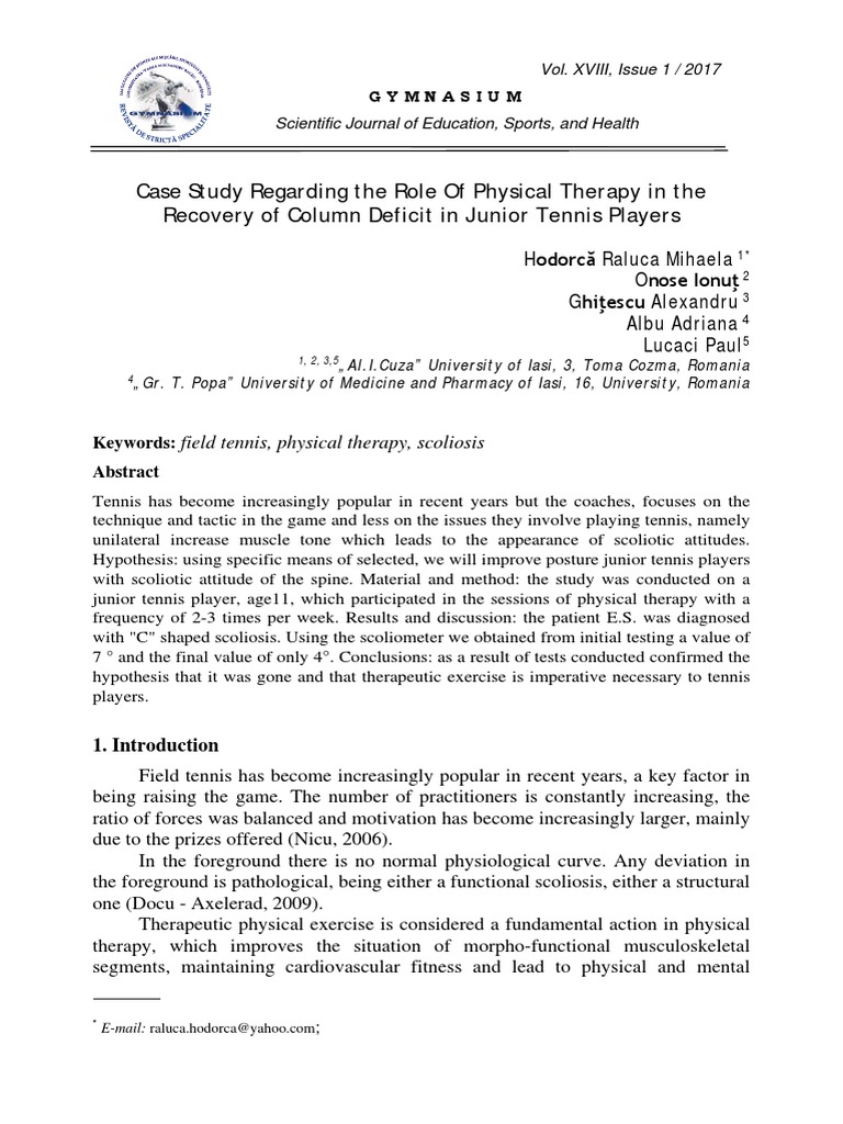 Case Study Regarding The Role of Physical Therapy in The Recovery of ...