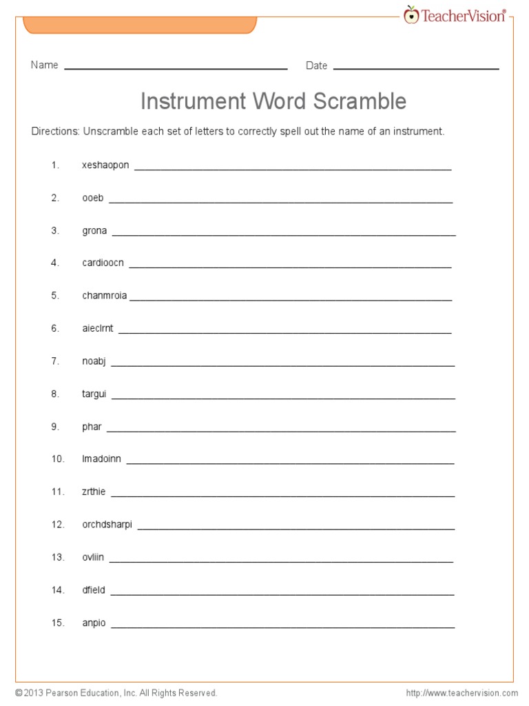 Instrumentwordscramble PDF | PDF