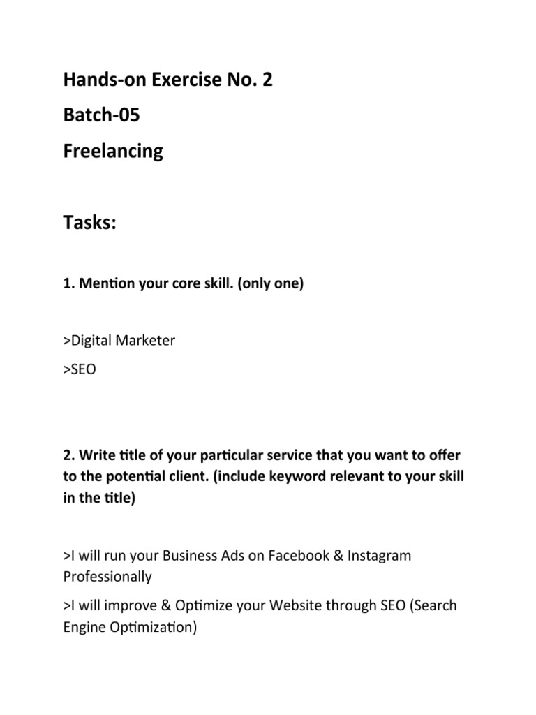 Freelancing Exercise 2 | PDF