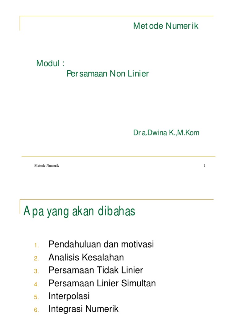 Metode Numerik 1 Metode Numerik PDF | PDF