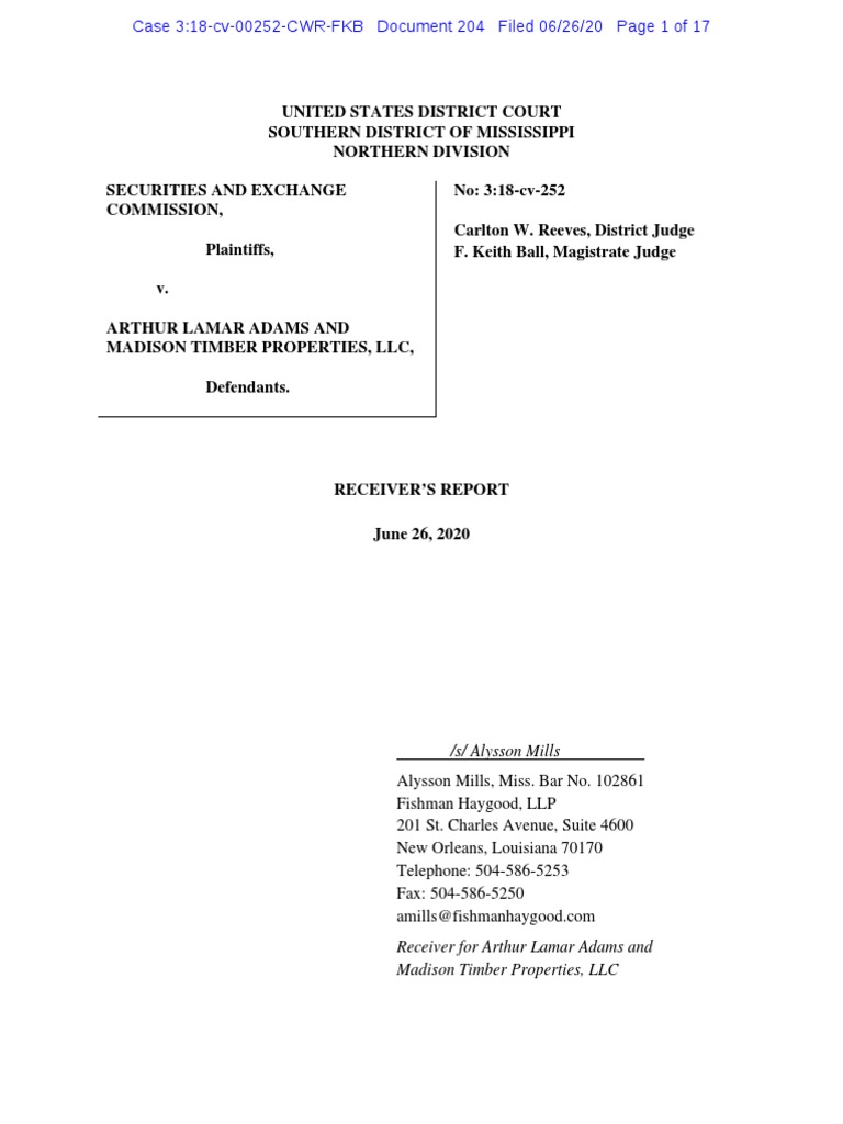SEC 204 Status Report | PDF | Bankruptcy | Lawsuit