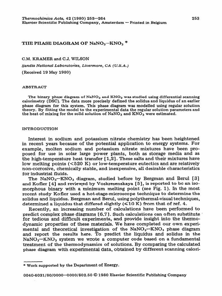 1980 The Phase Diagram of NaNO3-KNO3 PDF | PDF | Differential Scanning ...