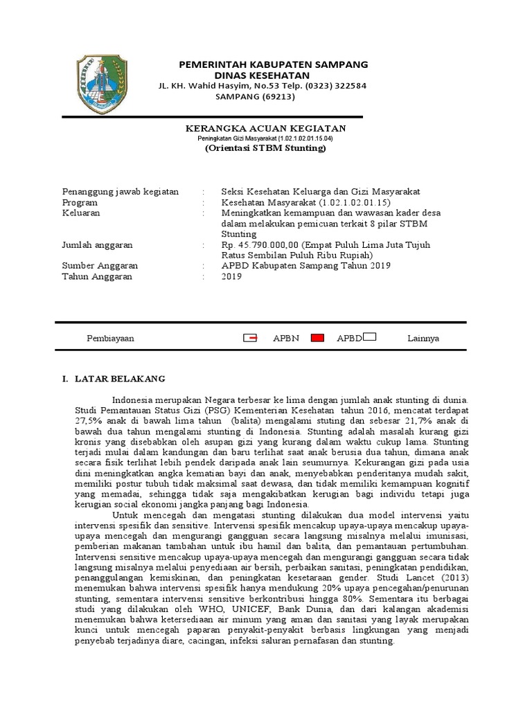 TOR 2 Orientasi STBM STUNTING Kec Dan Desa | PDF
