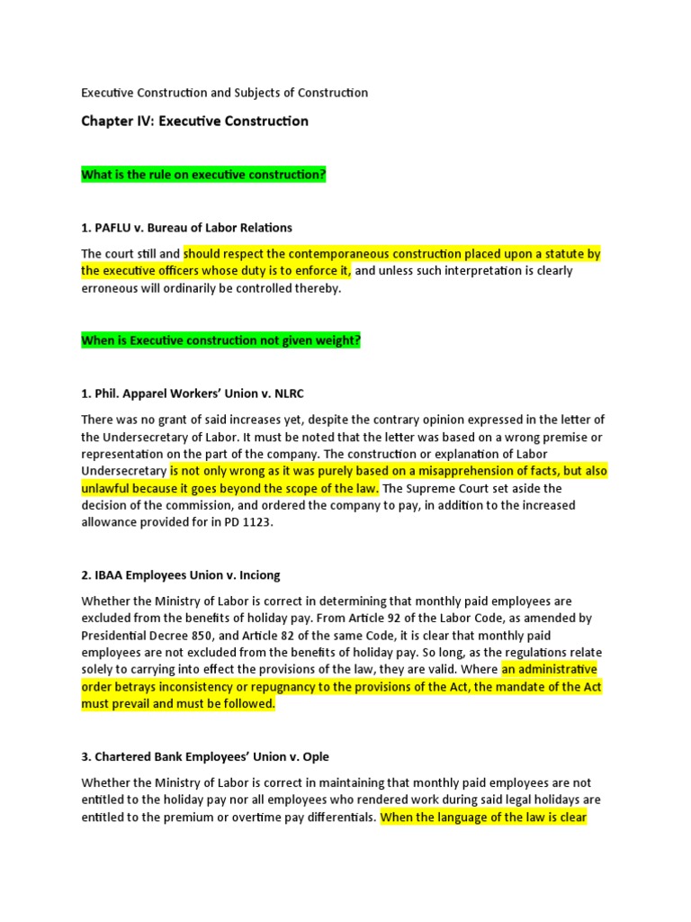 Chapter IV: Executive Construction | PDF | Constitution | Article One ...
