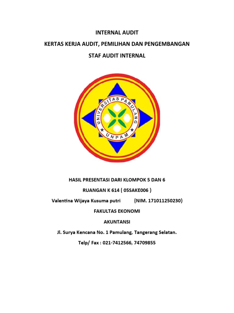 Makalah Internal Audit Steven Thea Oliver Zebua | PDF | Karier & Perkembangan | Pengelolaan ...
