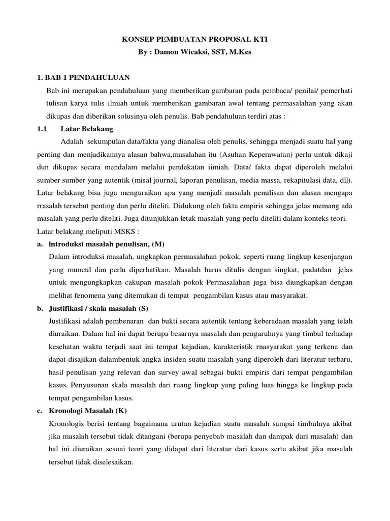 Konsep Pembuatan Proposal Kti D3 Keperawatan | PDF